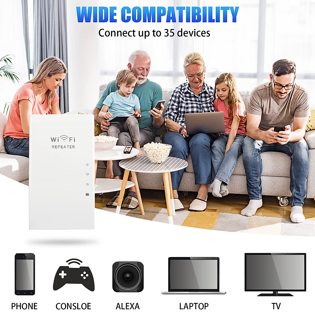 WiFi Range Extender WiFi Repeater 300Mbps Wireless 2.4 GHz WLAN WiFi Network Mini WiFi Router Expander 802.11N/B/G Signal Booster Amplifier