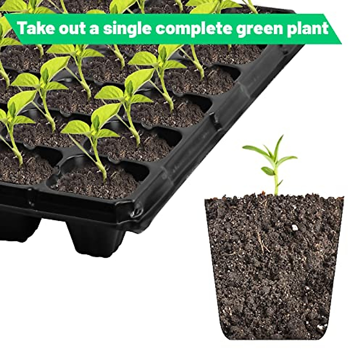 10 Pack Thick Durable 72 Cell Seed Starter Tray, 1.5inch Deep Seed Starter Kit, Gardening Germination Plastic Trays with Drain Holes Reusable Plant Grow Plug Propagation