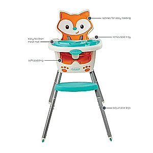 Infantino Grow-with-Me 4-in-1 Convertible High Chair, Fox-Theme, Space-Saving Design, Booster and Toddler Chair, for Infants & Toddlers 3M-36M