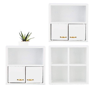 Wooden Display Cabin Wood Miniature Furniture Miniature Dollhouse Wooden Dollhouse Miniature Furniture Dollhouse Kit Dollhouse Furniture for Dollhouse(White, 12)