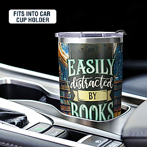 Bad Bananas Gifts for Book Lovers and Readers - 20oz Stainless Steel Tumbler - Easily Distracted By Books