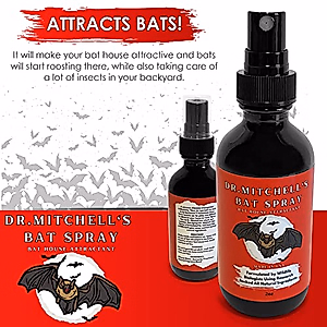 Dr. Mitchell’s Bat Spray - Bat Attractant Bait Lure Scent Bat Houses and Boxes 2oz Spray Bottle Research-Backed All Natural Pheromone and Scent Mimicking Formula Blend - Made in The USA