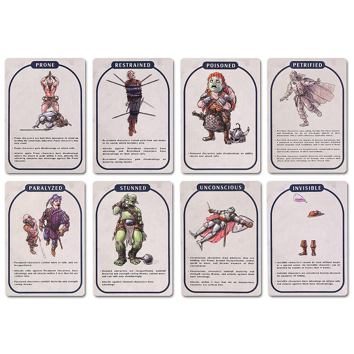 Condition Cards for Fifth Edition | Compatible with Dungeons and Dragons (D&D) | for use by Dungeon Master Accessories | DND Gifts | 5e Gifts | Condition Rings Markers TTRPG