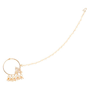 Touchstone NEW Indian Bollywood Desire Kundan Polki Look Designer Bridal Jewelry Nath (Nose Accessory) in Gold Tone for Women. (Gold 4)