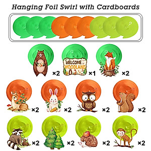 Outus 51 Pieces Woodland Party Decorations Woodland Animals Baby Shower Hanging Swirl Decorations Forest Friends Theme Birthday Party Decor for Boy Girl Birthday Party Jungle Classroom Decor