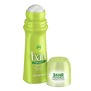 Ban Roll-On Antiperspirant Deodorant for Women and Men, Unscented, 3.5 Ounce (3 Pack)