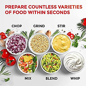 Mueller Ultra Prep Food Processor Chopper for Dicing, Grinding, Whipping and Pureeing – Food Chopper for Vegetables, Meat, Grains, Nuts and Whisk for Eggs and Cream