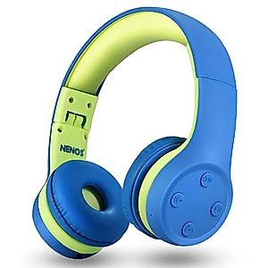 Nenos Bluetooth Kids Headphones Wireless Kids Headphones 93dB Limited Volume Wireless Headphones for Kids Boys Girls School Headphones Classroom (Blue L)