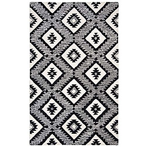 SAFAVIEH Aspen Collection 8' x 10' Charcoal / Black APN813Z Handmade Moroccan Boho Tribal Wool Area Rug