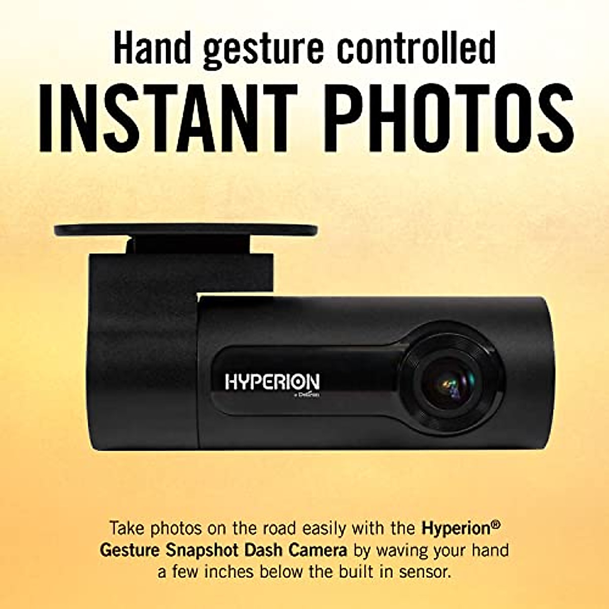 Hyperion 1080p WiFi Dash Cam with Crash Detection and Gesture Snapshot Photography, Loop Recording with 300° Rotatable Lens and 16GB Memory Card, Downloadable App
