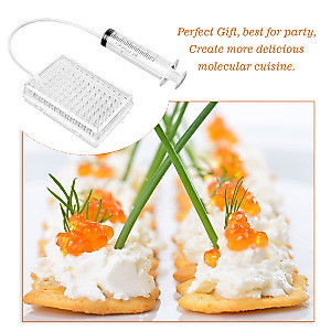 Gimify Caviar Maker Box, Spherification Dropper | Molecular Gastronomy Kit | 96 Holes Roe Sauce Dispenser Strainer Tools with Spoon & Syringe