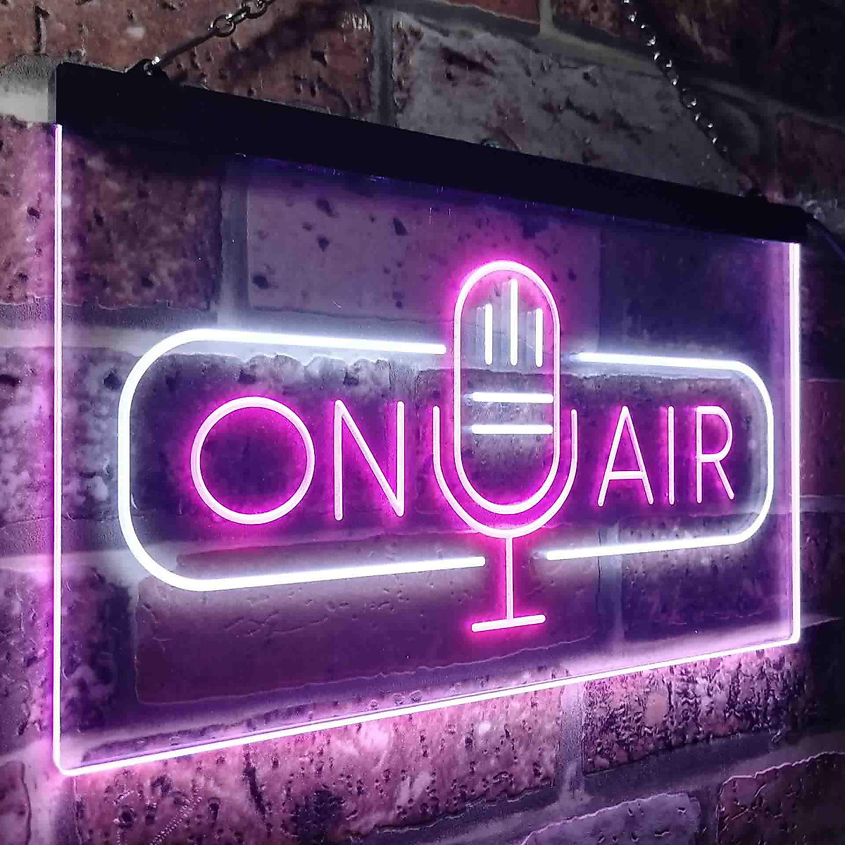 ADVPRO On Air Speaker Studio Dual Color LED Neon Sign White & Purple 12" x 8.5" st6s32-i3568-wp