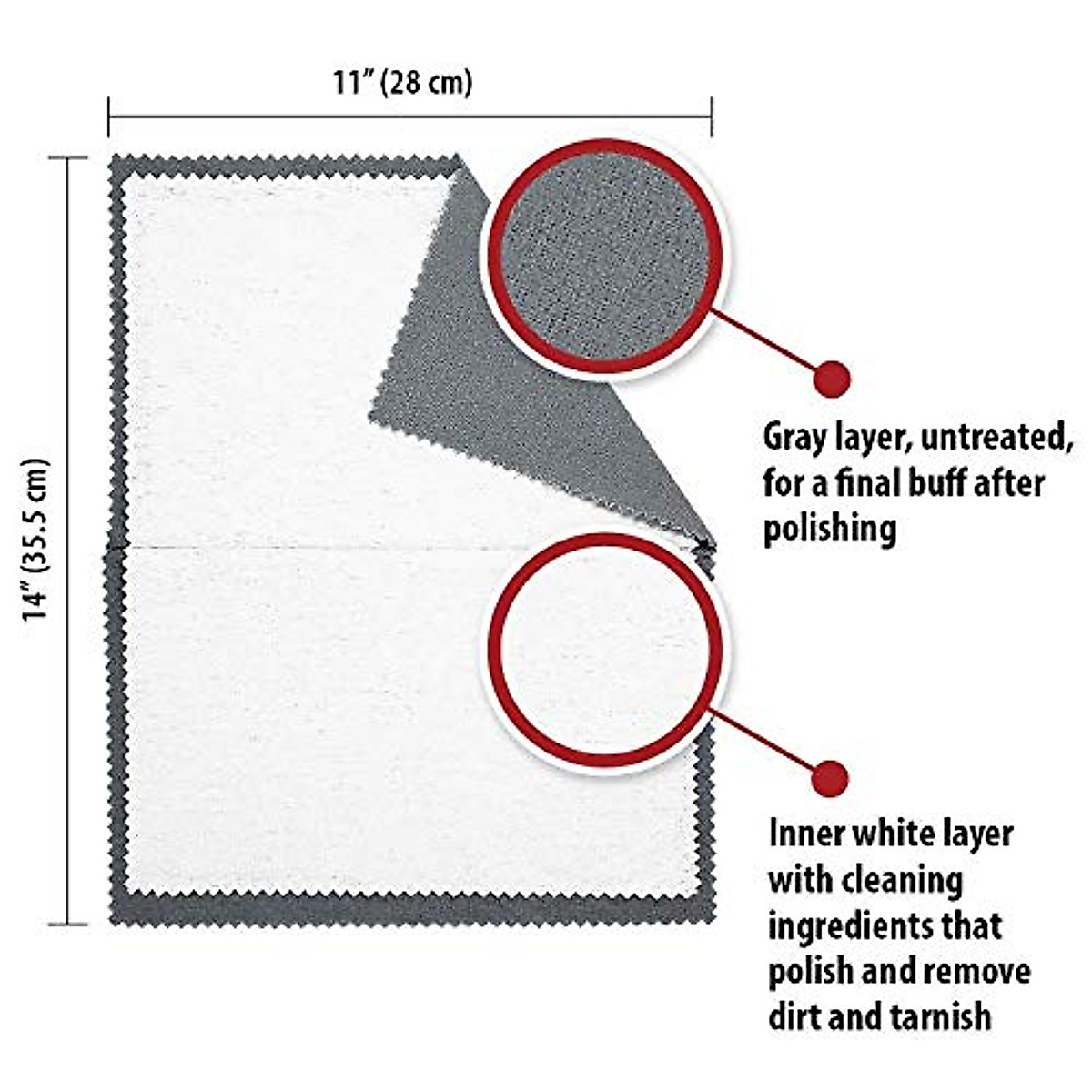 Pro Size Polishing Cleaning Cloth Pure Cotton Made in USA for Gold, Silver, and Platinum Jewelry, Eco Friendly Large Cleaner Cloth 11 x 14 in. Keeps Jewelry Clean and Shiny