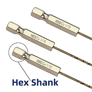 6pcs Hex Shank Drill Bits, 1/16 High Speed Steel Titanium Drill Bit Set for Metal, Steel, Wood, Plastic, Quick Change Design