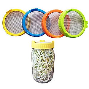 Plastic Sprout Lid,Stainless Steel Split Sprouting Lids for Sprouts Broccoli Alfalfa Mustard Mung Beans (Colorful)