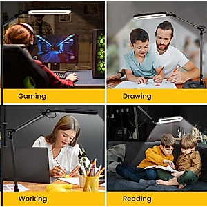 OTUS [2in1] LED Desk Lamp for Home Office with Wireless Charger, Architect LED Desk Light for Study, Reading, Working, Adjustable Tall Swing Arm Table Light, Dimmable Brightness, 3 Color Modes