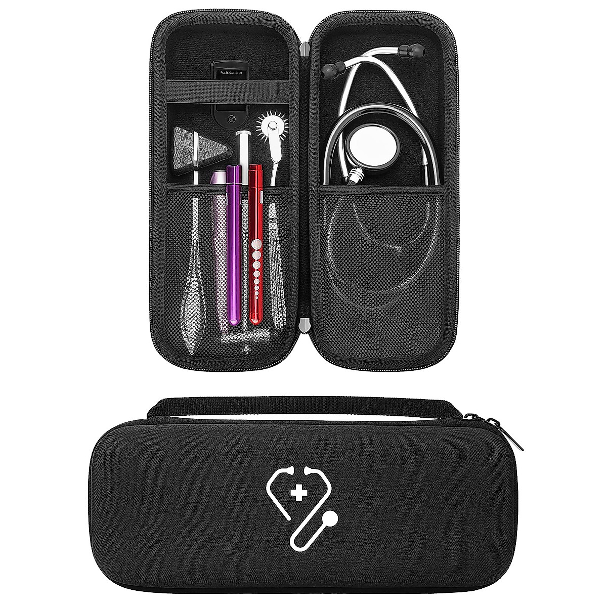 YINKE Stethoscope Case for 3M Littmann Classic III/Cardiology IV/Lightweight II S.E. & MDF Acoustica Stethoscope, Hard Organizer Storage Bag for Nurses and Doctors Accessory (Black)