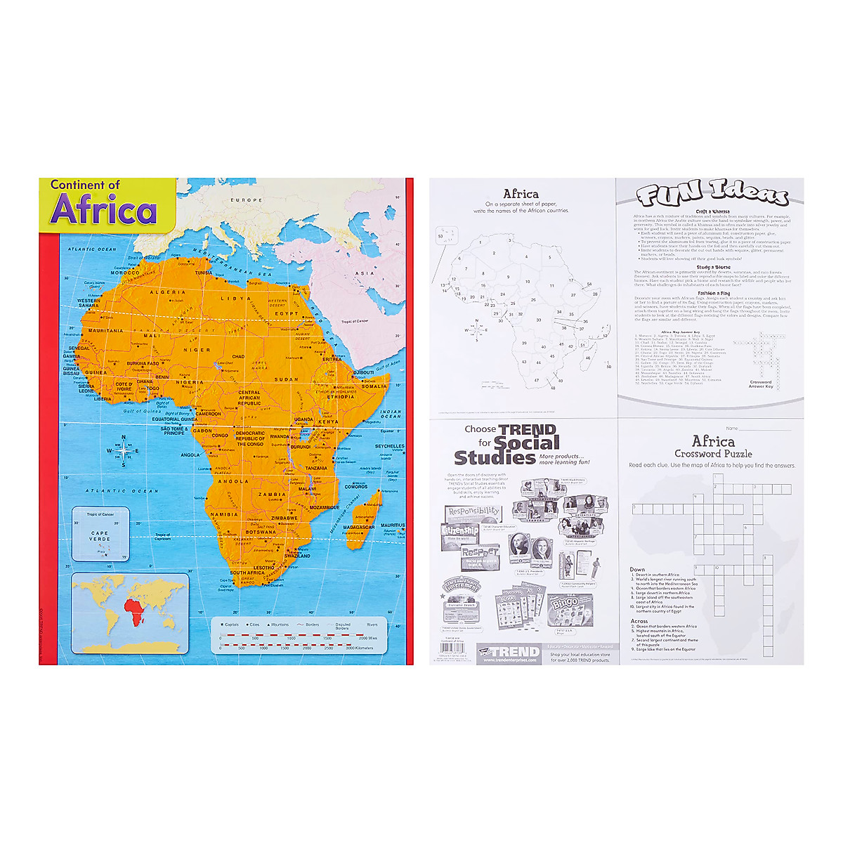 TREND enterprises, Inc. T-38930 Continents Learning Charts Combo Pack, Set of 7