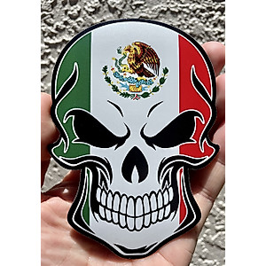 WickedGoodz Mexico Flag Skull Refrigerator Magnet - Mexican Magnetic Car Decal