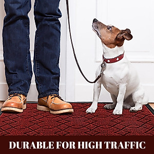 Yimobra Front Door Mats, Heavy Duty Water Absorbent Mud Resistant Easy Clean Entry Outdoor Indoor Rugs,Non Slip Backing, Exterior Mats for Outside Patio Porch Farmhouse, 29.5 x 17, Red