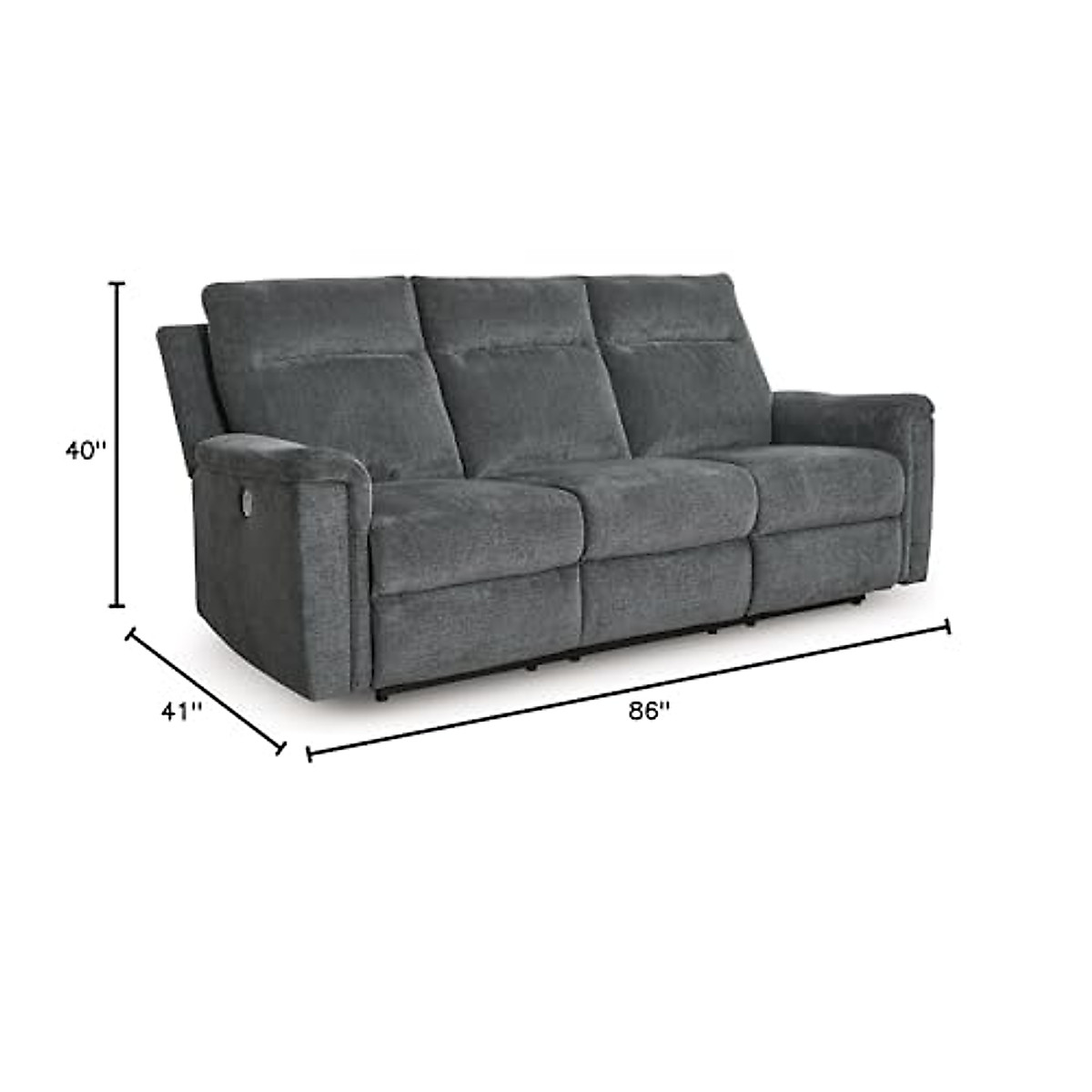 Signature Design by Ashley Barnsana Minimalist Power Reclining Sofa with USB Charging Ports, Gray