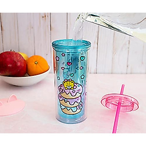 Sanrio Hello Kitty Stacked Donuts Carnival Cup with Reusable Straw and Leakproof Lid | Plastic Cold Cup for Boba Milk Tea Beverages, Home & Kitchen Essentials | Cute Kawaii Gifts | Holds 20 Ounces