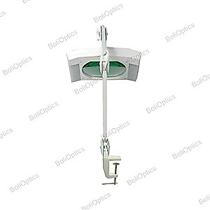 (Glass Lens) Professional LED Magnifying Lamp with Clamp, 7x6 inch Glass Lens, 1200 Lumens 5600K-6000K Daylight Bright 60 SMD LED, Work Light Mounting Bracket Clamp (5 Diopter) BoliOptics MG16302211