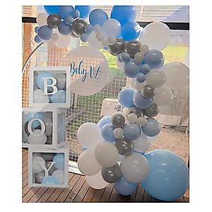 luckylibra Elephant Baby Shower Decorations For boy, B - O - Y Transparent Balloon Boxes & 30Pcs Latex Balloons
