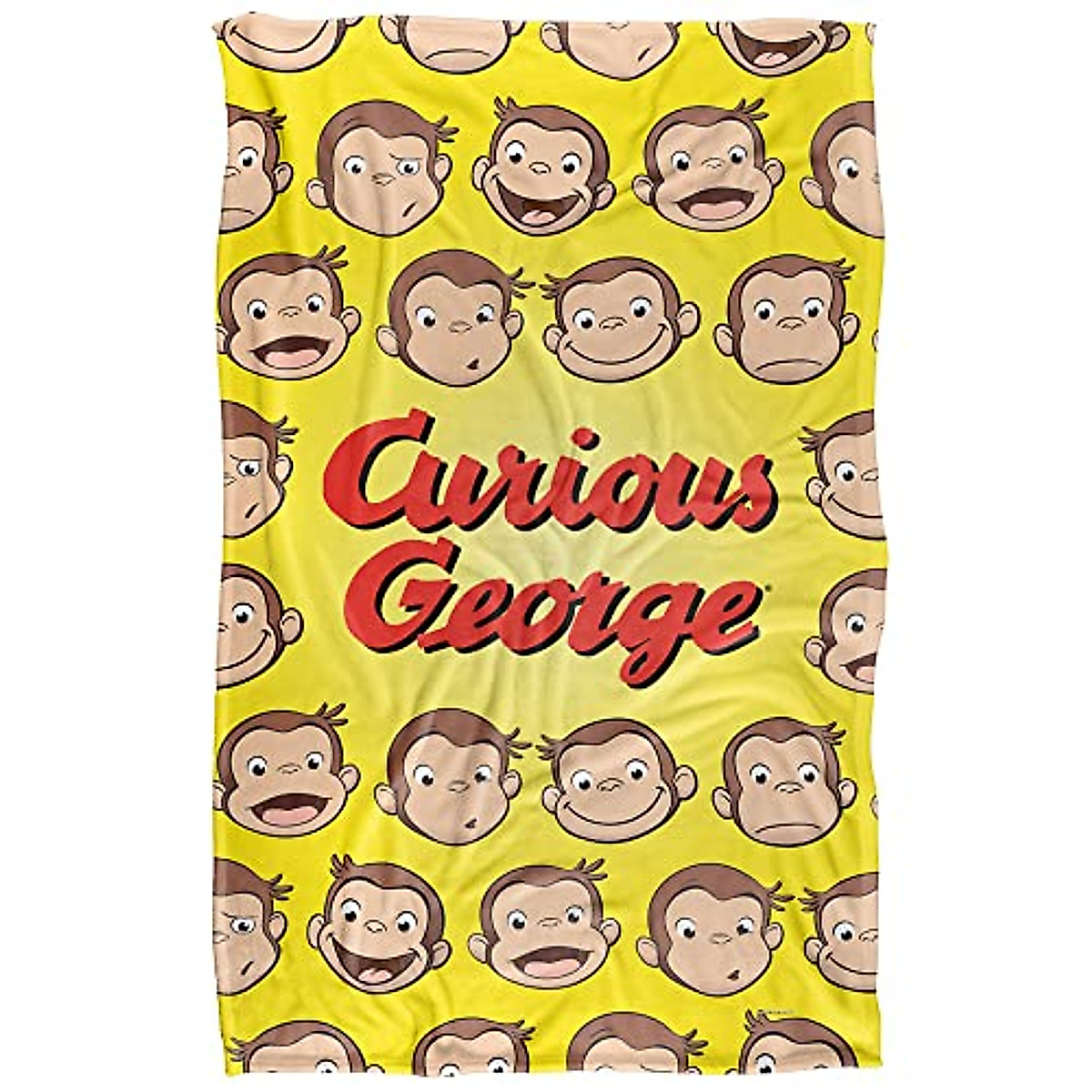 Trevco Curious George Heads Silky Touch Super Soft Throw Blanket 36" x 58"