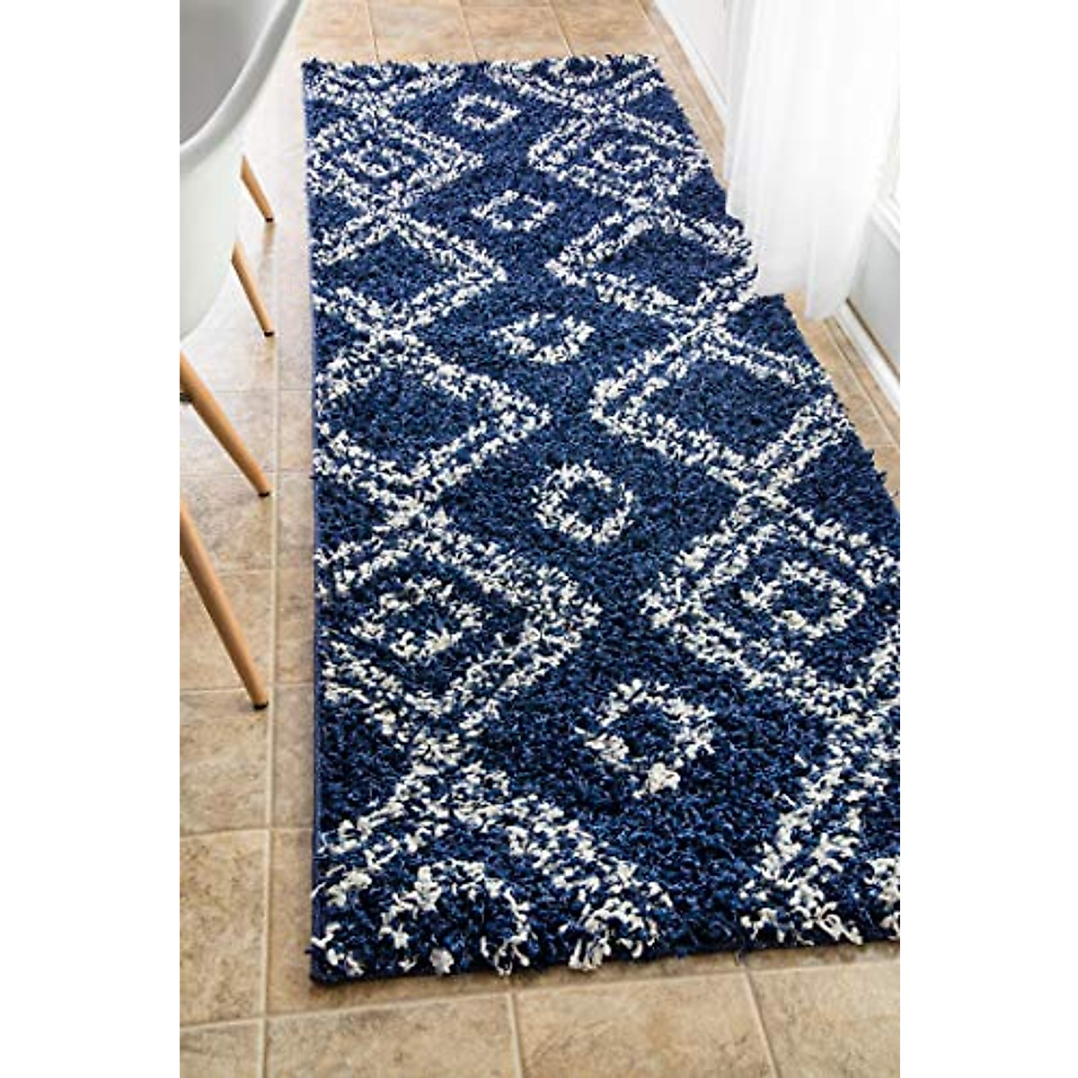 nuLOOM Iola Geometric Shag Area Rug, 8x10, Blue