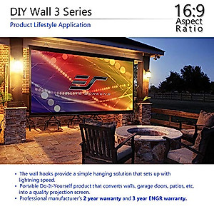 Elite Screens DIY Wall 3, 116-inch Indoor Outdoor Portable Projector screen PVC 16:9, 8K 4K Ultra HD 3D Movie Theater Cinema 116" Projection Screen, Roll-Up Hang Anywhere, DIYW116H3