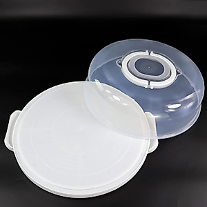 ATRDTO 12inch Portable Pie Carrier with Lid and Cupcake Muffin Tart Cookie Keeper Food, for Wedding Party Baby Shower Party Christmas (White)