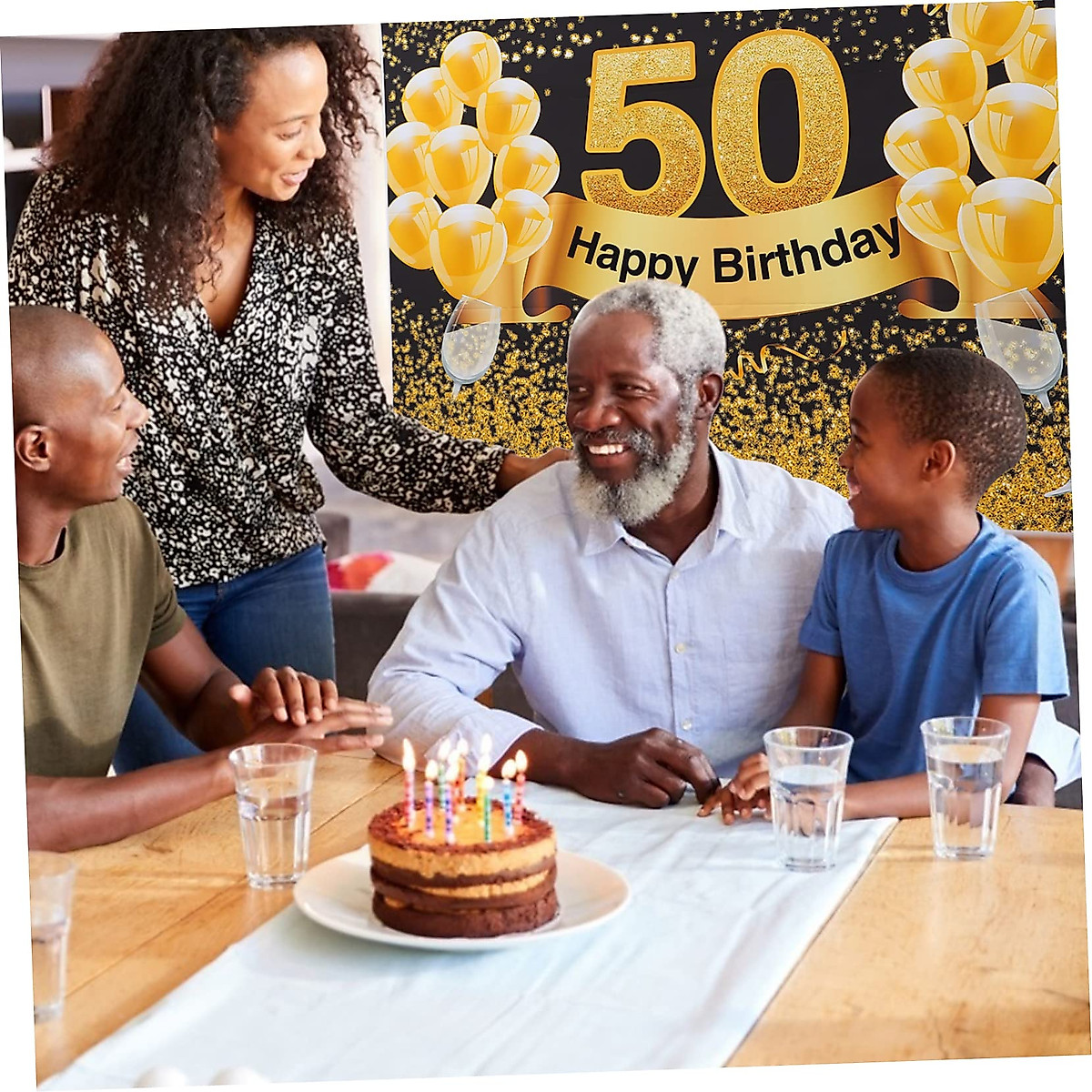 Abaodam Birthday Backdrop 1pc 50 Years Old Background Cloth Poster Vinyl 50th Birthday Poster