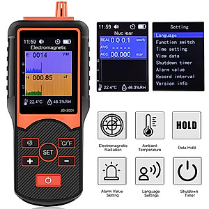 Geiger Counter, Electromagnetic Radiation Detector, Portable Handheld Digital Electromagnetic Radiation Detector with Backlight LCD Display JD-3001 Test Equipment for X-ray Computers Tv Phones