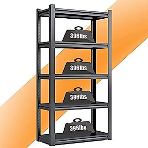 Leariso 5-Tier Garage Shelving Heavy Duty, Adjustable Garage Storage Shelves, 63" H Metal Shelves for Storage, Utility Shelf Rack for Warehouse Basemen Pantry Kitchen, 31.5" W x 15.8" D x 63" H…