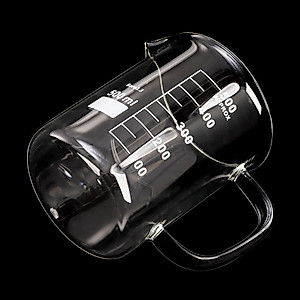 Yarlung Set of 2 Glass Beaker with Handle, Graduated Measuring Beakers Thick Boro 3.3, Griffin Low Form 500/1000ml