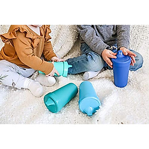 Re Play 4pk - 10 oz. No Spill Sippy Cups for Baby, Toddler, and Child Feeding in Sky Blue, Aqua, Navy Blue and Teal | BPA Free | Made in USA from Eco Friendly Recycled Milk Jugs | True Blue+