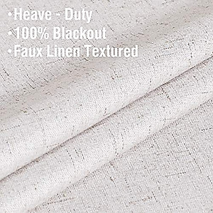 H.VERSAILTEX Linen Blackout Curtains 96 Inches Long 100% Absolutely Blackout Thermal Insulated Textured Linen Look Curtain Draperies Anti-Rust Grommet, Energy Saving with White Liner, 2 Panels, Ivory