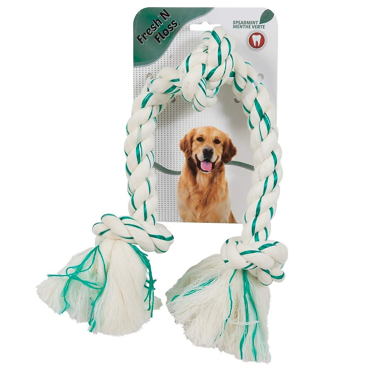 Petmate Booda Fresh N Floss 3 Knot Tug Rope Dog Toy, Large, Spearmint
