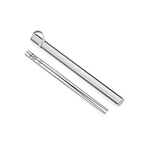 Keith Titanium Ti5633 Solid Square Handle Chopsticks with Aluminum Case (Grey) ●●●●●●● Keith's 18th Anniversary: Exclusive Price!