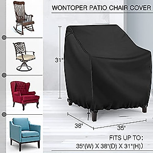 WonToper Patio Chair Covers, Waterproof 600D Heavy Duty Outdoor Lawn Furniture Covers 2 Pack, Black (35''Wx38''Dx31''H)