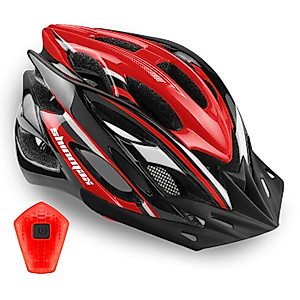 Bike Helmet Men Women, Shinmax Bicycle Helmet with Rear Light and Detachable Sun Visor Backpack,Lightweight Mountain Bike Helmet Size Adjustable Cycling Helmet for Adults Youth Road Bike Helmet