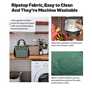 SUNNY BIRD 12L Large Insulated Lunch Bag, Foldable Lunch Cooler Box for Women Adult and Men, Fits 18 Cans (Green with boho strap)