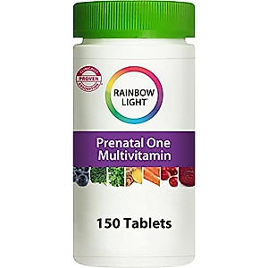 Rainbow Light Prenatal One Multivitamin, Folic Acid, Calcium, & Vitamin D, Gluten Free, Supports from Conception to Postnatal, Clinically Proven Absorption, 150 Tablets
