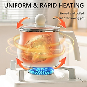 Enamel Milk Pan with Lid,2.1 Quarts Saucepan Butter Warmer with Effortless Handle, Healthy Soup Pot Cookware (White)