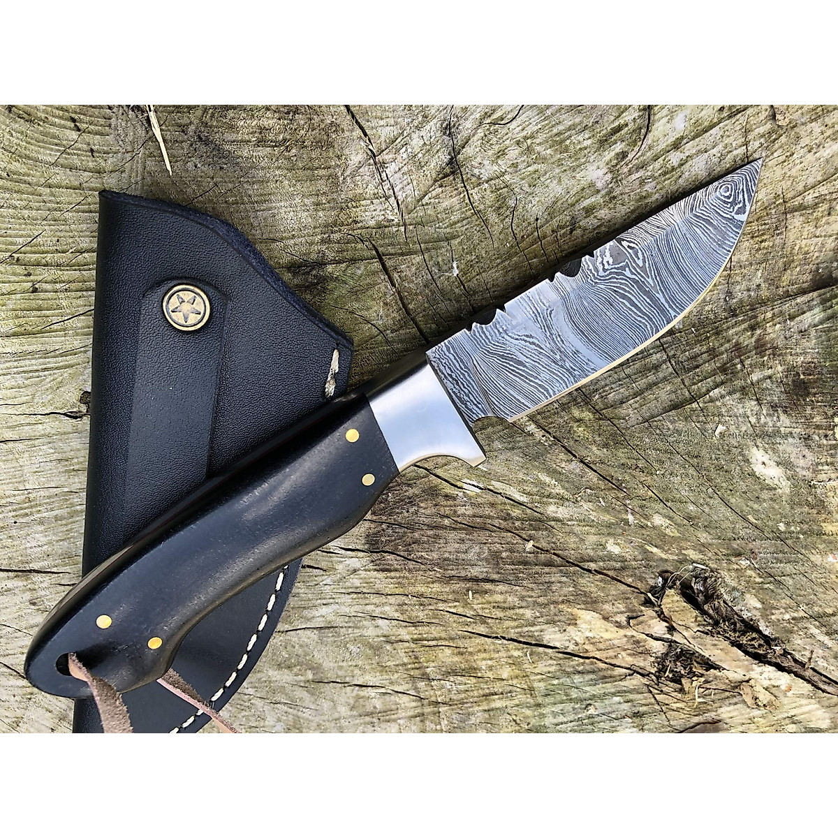 Perkin Damascus Steel Hunting Knife Bushcraft Camping Outdoor- SK1100