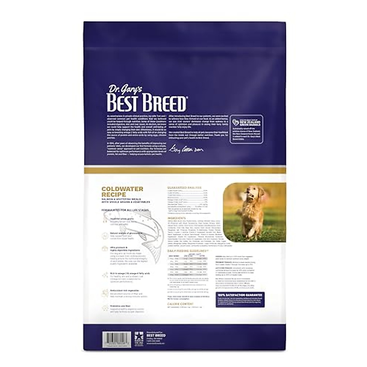 Best Breed Dr. Gary's Coldwater Recipe Slow-Cooked in USA, Natural Dry Dog Food for All Breeds and Sizes, 26lbs.