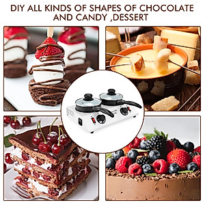 POWLAB Chocolate Melter Pots Electric Heating Chocolate Melting Tempering Machine Removable Cheese Melting Pot Double Pot Capacity & 2 Temperature Setting for Melting Chocolate, Candy, Butter