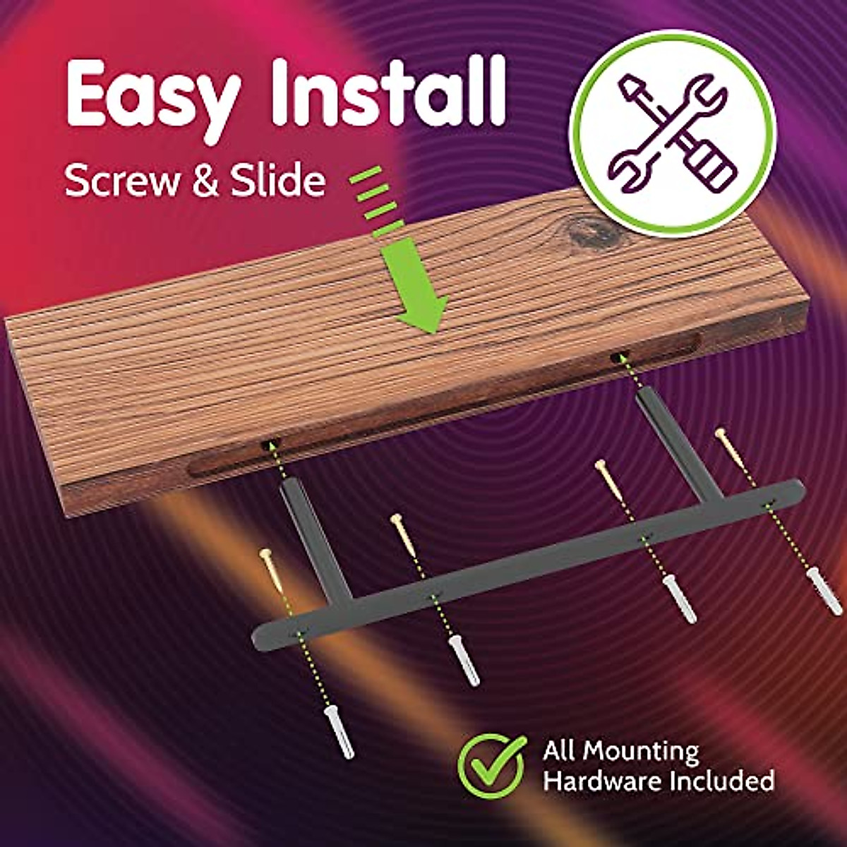 JAWU Floating Shelves Wood 3 Pack - 17 x 5.5in | Wood Shelf Wall | Rustic Floating Shelf Wall Shelf | Wooden Floating Shelves Wall Display Shelf | Rustic Floating Shelves for Wall | Wooden Shelves |