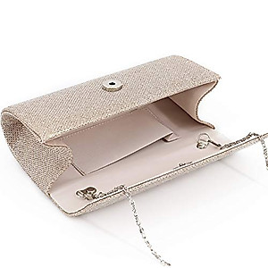 Naimo Flap Dazzling Small Clutch Bag Evening Bag With Detachable Chain (Champagne)